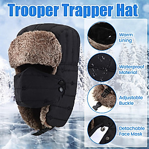 Panitay 4 Pcs Winter Trapper Hat Long Scarf Touchscreen Gloves Warmer Socks Trapper Hat Gloves Hunting Hat with Mask Ear Flaps Mens Touchscreen Gloves Men Heavy Thick Wool Socks Winter Scarf