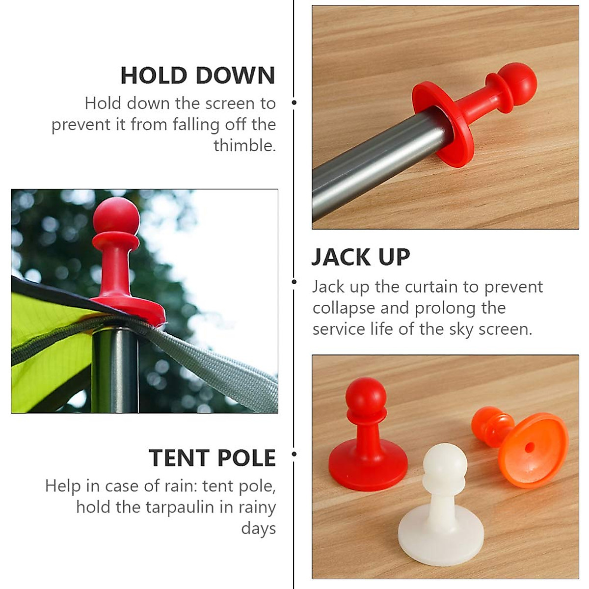 VICASKY Outdoor Hat 16pcs Plastic Cap Tent Poles Protector Tent Pole Support Cap Awning Shelter Poles Tip Cover Tent Tarp Grabbers Tent Pole End Cap Awning Rod Cover Hiking Hat Outdoor