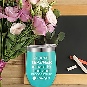 Patelai 6 Pcs Thank You Teacher Gift Teacher Appreciation Christmas Coffee Mug Back to School Gift for Women Men Preschool Elementary Teacher 12oz Wine Tumbler Lids Straws(Simple Mint)