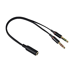 QDiShi 2Pcs Headphone Splitter Cable for Computer 3.5mm Female to 2 Dual 3.5mm Male Headphone Mic Audio Y Splitter Cable Smartphone Headset to PC Adapter, Shockproof and Interference Proof (Black)