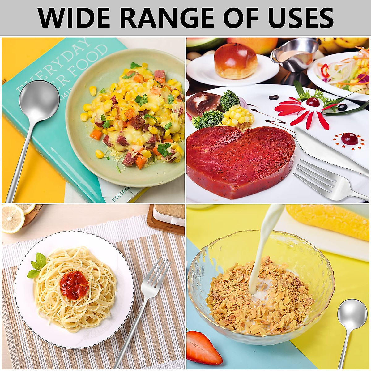 60 Pcs Silverware Set Service for 12, Premium Stainless Steel Flatware Cutlery Set With Giftable Packaging, Tableware Set Include Fork/Knife/Spoon, Mirror Polished, Dishwasher Safe