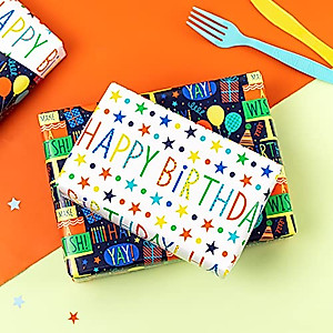 MAYPLUSS Reversible Wrapping Paper Roll - Mini Roll - 17 Inch X 32.8 Feet - Birthday Design (47.3 sq.ft.ttl)