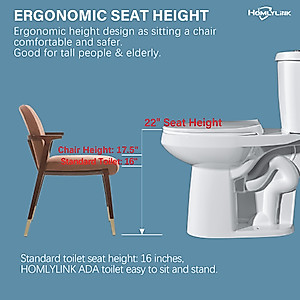 HOMLYLINK 21 Inch Extra Tall Toilet for Seniors, Elongated High Toilet, Comfort Bowl Height Toilet for Bathroom, Two-Piece Dual Flush 1.1/1.6 GPF, 12” Rough In,White, Elongated Oval Bowl
