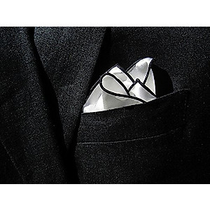 Flairs New York Gentleman's Essentials Weekend Casual White Pocket Square (White/Midnight Black)