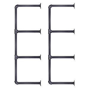 MUZIK 4 Tier Industrial Wall Mount Iron Pipe Shelf, Vintage Industrial Wall Mount Bookshelf Shelving Unit, DIY Open Bookshelf, Shelf Shelves, Kitchen Shelves, 2 Pack 40 Inch, 3/4 Pipe Nipple