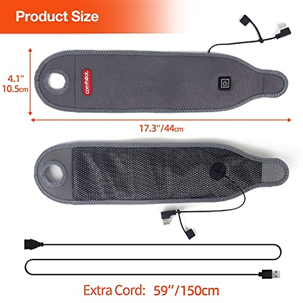 Comfheat Wrist Heating Pad Wrap for Pain Relief, Heated Wrist Brace Heat Therapy for Carpal Tunnel Relief, Sprains, Swelling, De Quervain's Tenosynovitis, Tendonitis Hand Pain - Left Right Hand Grey