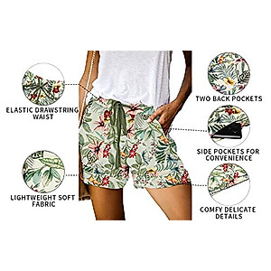 ONLYSHE Women's Floral Shorts Athletic Workout Running Lounge Short Pants with Pockets