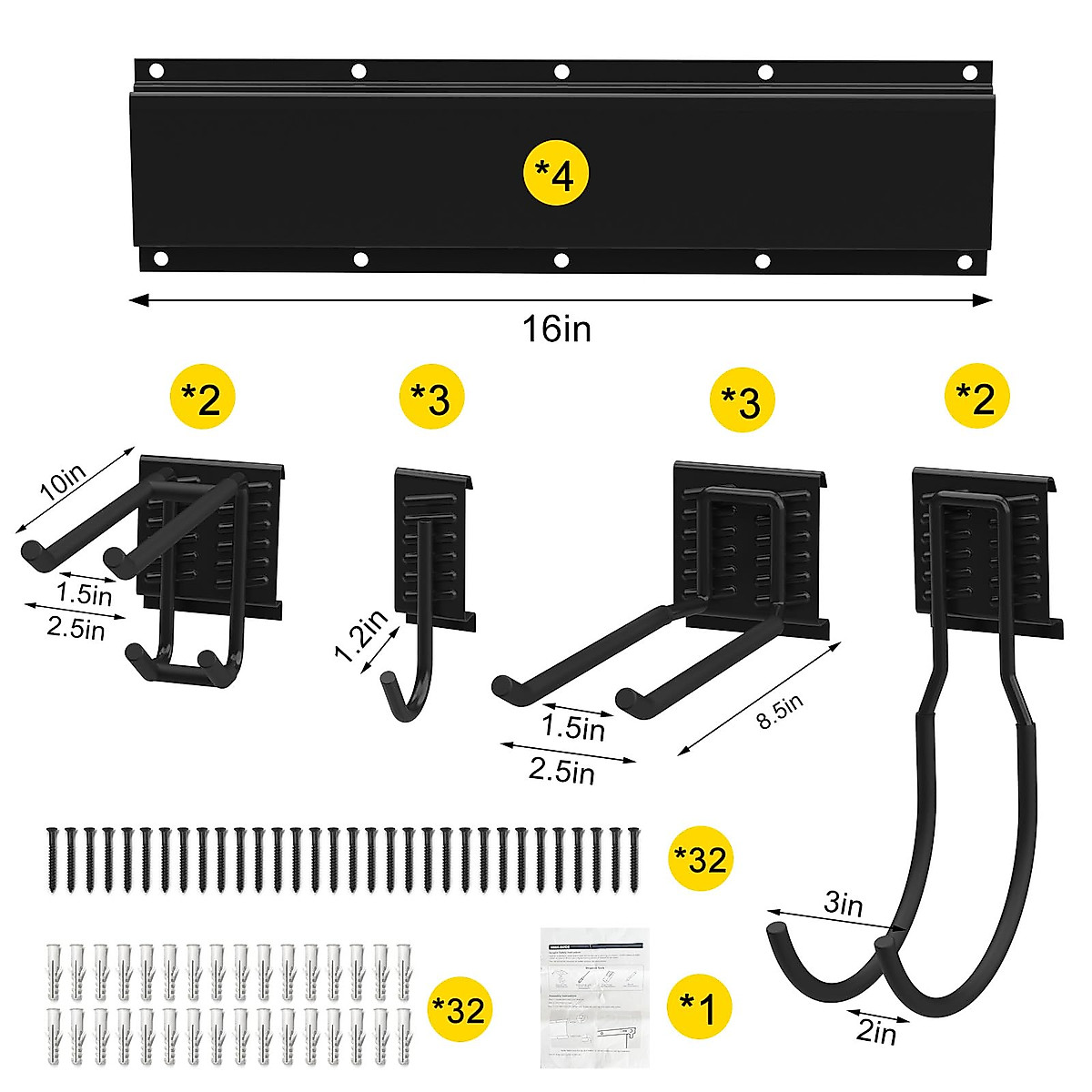 POSHGRAND Garage Garden Tool Organizer Wall Mount, Yard Garden Tool Rack Organizer, 64 Inch Shovel Rack Holder Organization with 10 Adjustable Heavy Duty Hooks for Garage Shed Yard Garden