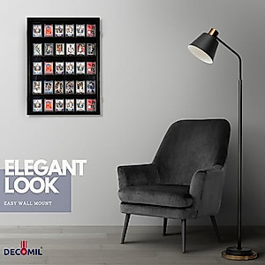 DECOMIL Graded Sports Card Display Case, Trading Baseball Card Display, Football Card Display, Basketball Card Display, Comic, Card Collection Display Cabinet, 3 Color, Solid Wood (Black)