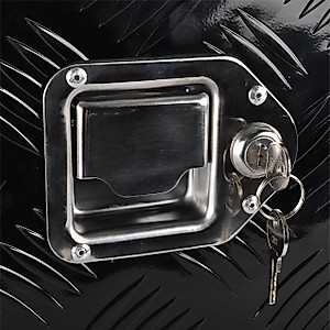 FGJQEFG 44 Inch Aluminum Heavy Duty Truck Bed Tool Box Underbody Flatbox Truck Car Outdoor Trailer Pickup Toolbox,RV Storage OrganizerTrailer Storage W/Lock & Keys,5 Bar Tread,Black(44"X15"X15")