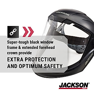 Jackson Safety Lightweight MAXVIEW Premium Face Shield with 370 Speed Dial Ratcheting Headgear – Uncoated Clear