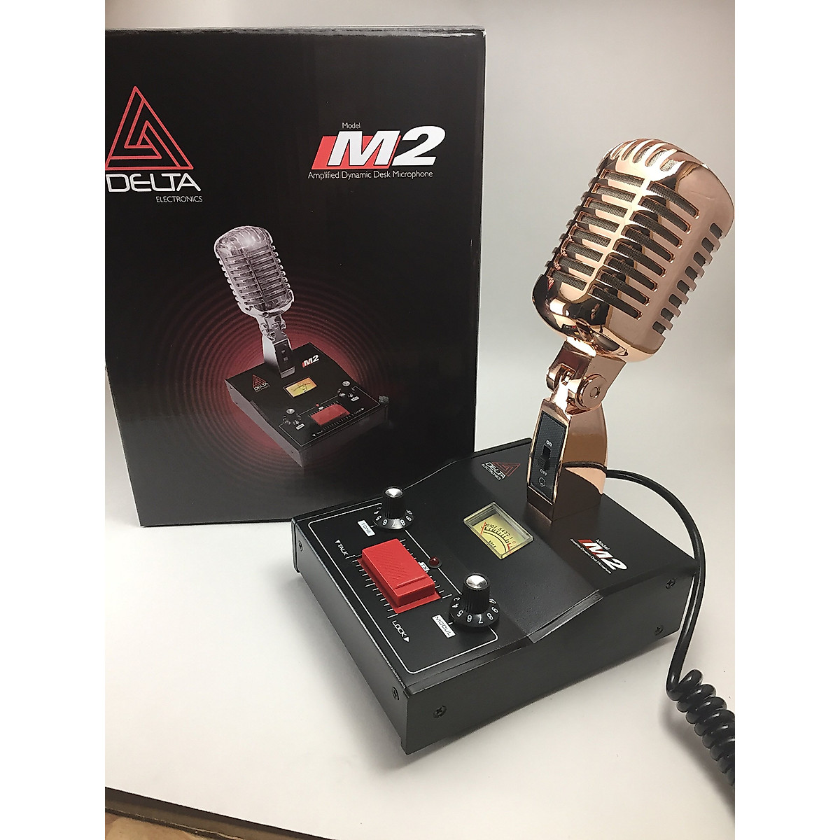 Gold Delta M2 Amplified Dynamic Power Base Microphone 4 pin Compatible for Cobra