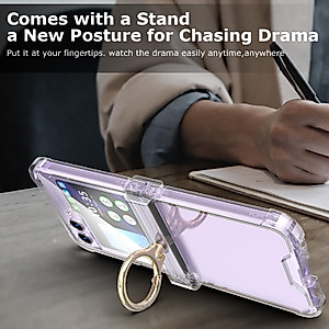 Galaxy Z Flip 5 Case with Hinge Protection Clear Samsung Flip 5 Case with Kickstand for Samsung Galaxy Z Flip 5 5G (2023) - Clear