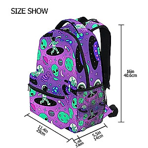 Backpack for Girl, Cute Astronauts and Alien in Space School Bookbag for Kids Elementary 3rd 4th 5th Grade