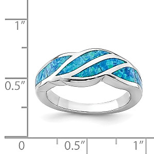 IceCarats 925 Sterling Silver Created Blue Opal Ring October Birthstone Jewelry Size 6