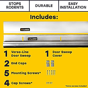 Xcluder 36" Versa-Line Door Sweep, Aluminum Cover – Seals Out Rodents and Pests, Easy to Install, Maximum Adjustability; Under-Door Seal; Rodent Proof Door Sweep