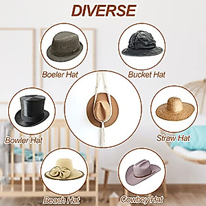 Topretty Hat Organizer 3 Pieces Boho Hats Rack Handmade Cotton Rope Woven Hat Hangers Bohemian Hat Holder for Man and Women Caps Storage Wall Display Living Room Bedroom Decor