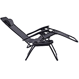 Casart Set of 2 PC Folding Lounge Chair, Outdoor Zero Gravity Recliner Chairs with Cup Holder, Perfect for Yard, Beach and Patio