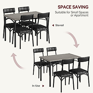 Fancihabor Dining Table Set for 4, Kitchen Table and Chairs, Rectangular Dining Room Table Set with 4 Upholstered Chairs, 5 Piece Kitchen Table Set for Small Space, Apartment, Retro Gray
