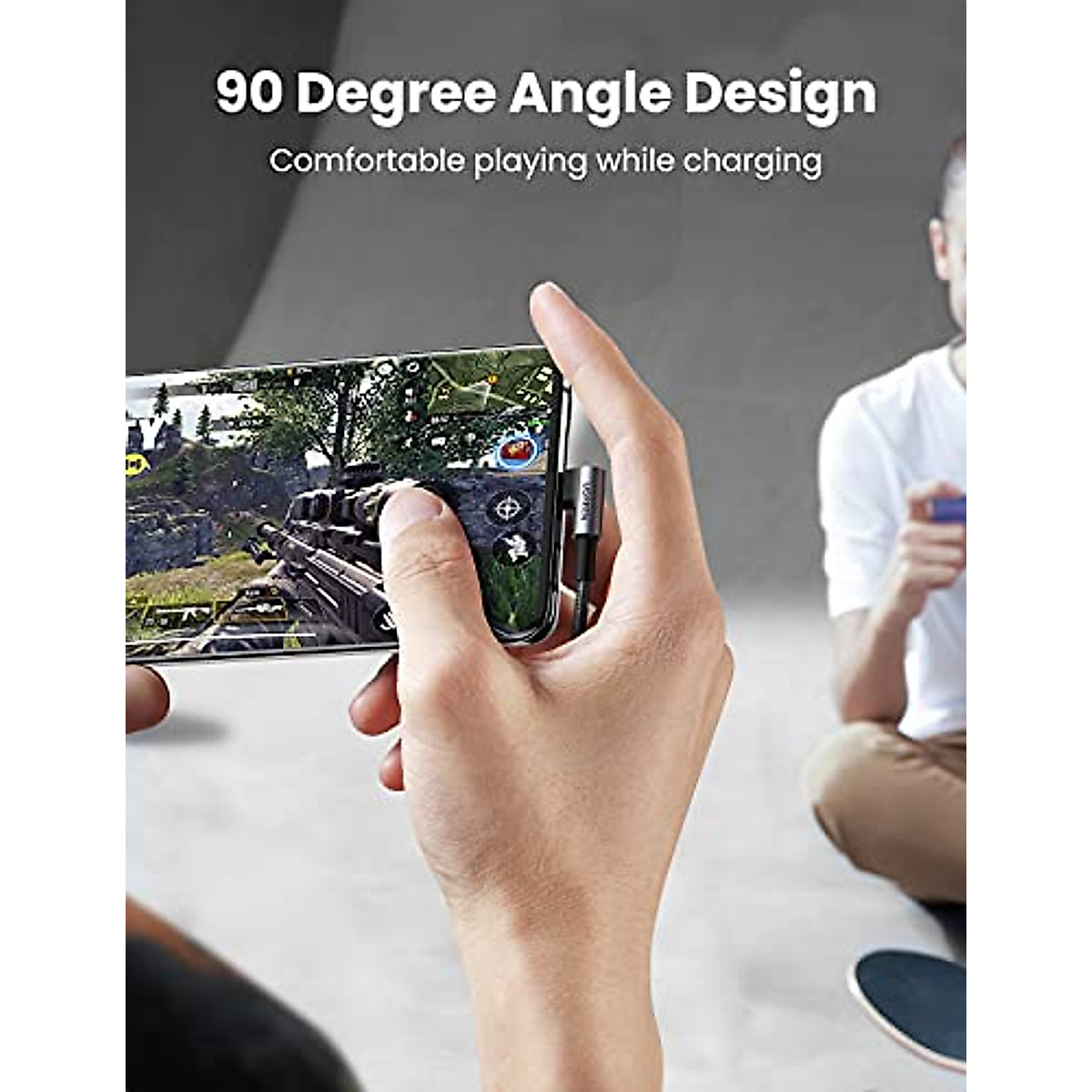 UGREEN USB C Cable Right Angle 90 Degree Fast Charging Cable USB A to Type C Cable Compatible with Galaxy S10/ S10+/ Note 20, LG V50/V60, iPad Mini 6 Air 5, GoPro Hero 8, etc.3.3FT