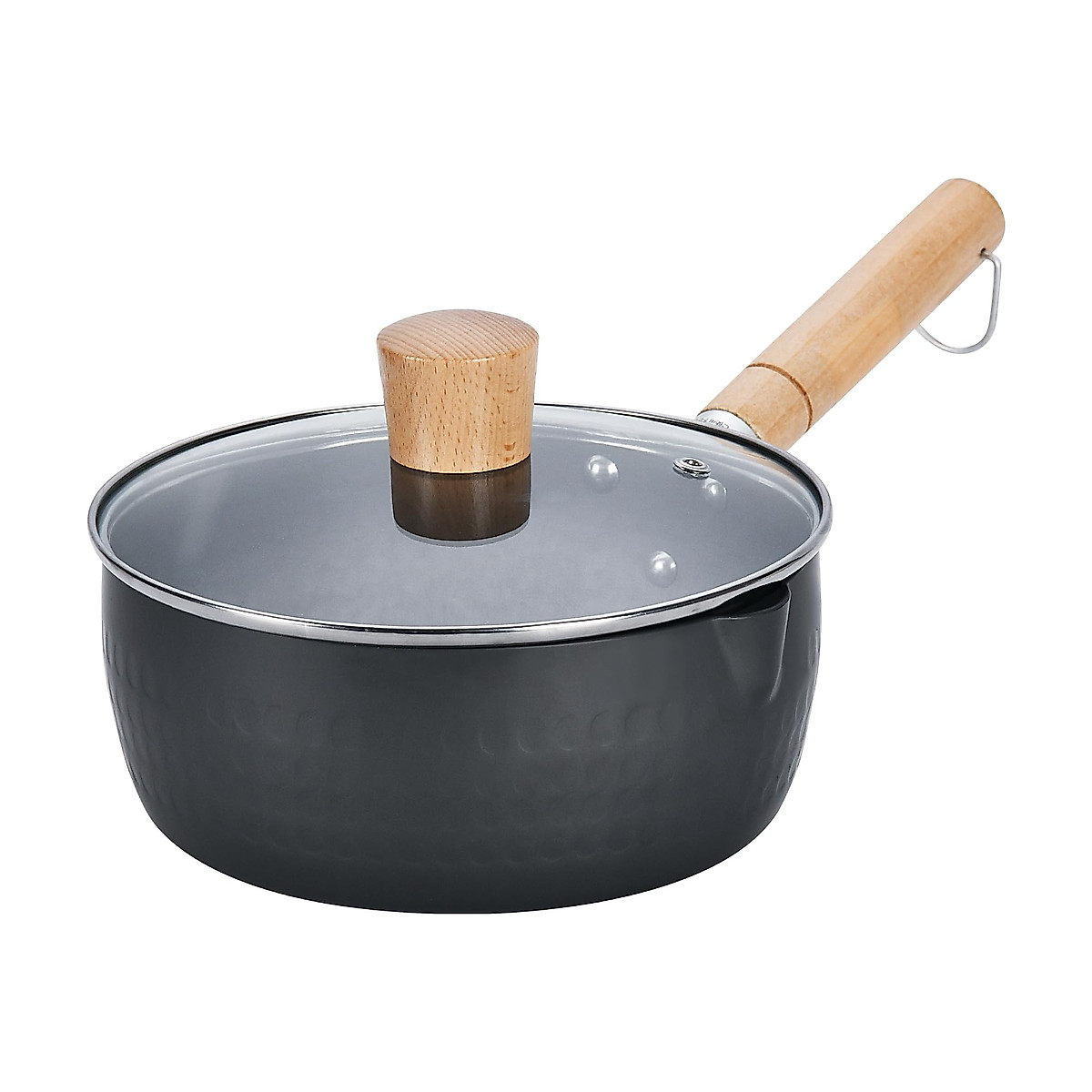 ICUUK Saucepan with lid, Hard-Anodized Non-Stick Aluminum, Small Sauce Pot - 2 Quart, Matte Black
