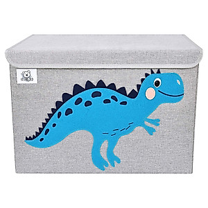 CLCROBD Foldable Large Kids Toy Chest with Flip-Top Lid, Collapsible Fabric Animal Toy Storage Organizer/Bin/Box/Basket/Trunk for Toddler, Children and Baby Nursery (Dinosaur + Triceratops)