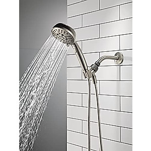 Delta Faucet 6-Setting Handheld H2Okinetic Shower Head, Brushed Nickel Shower Head with Hose, Handheld Shower Heads, Detachable Shower Head, Hand Shower 1.75 GPM, Stainless 75536SN