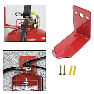 GWYAN 2 Pcs Fire Extinguisher Bracket Bearing Weight 20lb Fire Extinguisher Wall Hook with Mounting Screws and Expansion Sleeves (2.91" x 1.53" x 2.36")