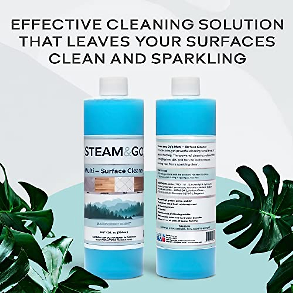 Steam & Go Floor Cleaners for Tile and Wood Floors, All Purpose Cleaner Mopping Solution, Use As Floor Cleaner, Wall Cleaner, and Tile Cleaner, Household Cleaning Supplies, Rainforest Scent, 12oz
