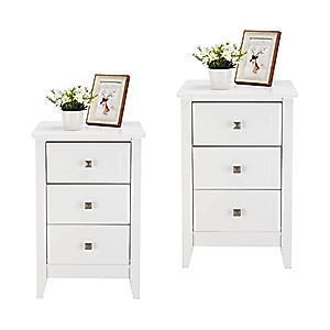 Bonnlo Upgraded White Night stands for Bedrooms Set of 2, Modern Nightstand with 3 Drawers, Wooden Bed Side Table/Night Stand for Small Spaces, College Dorm, Kids’ Room, Living Room, 16W x 16D x 24H