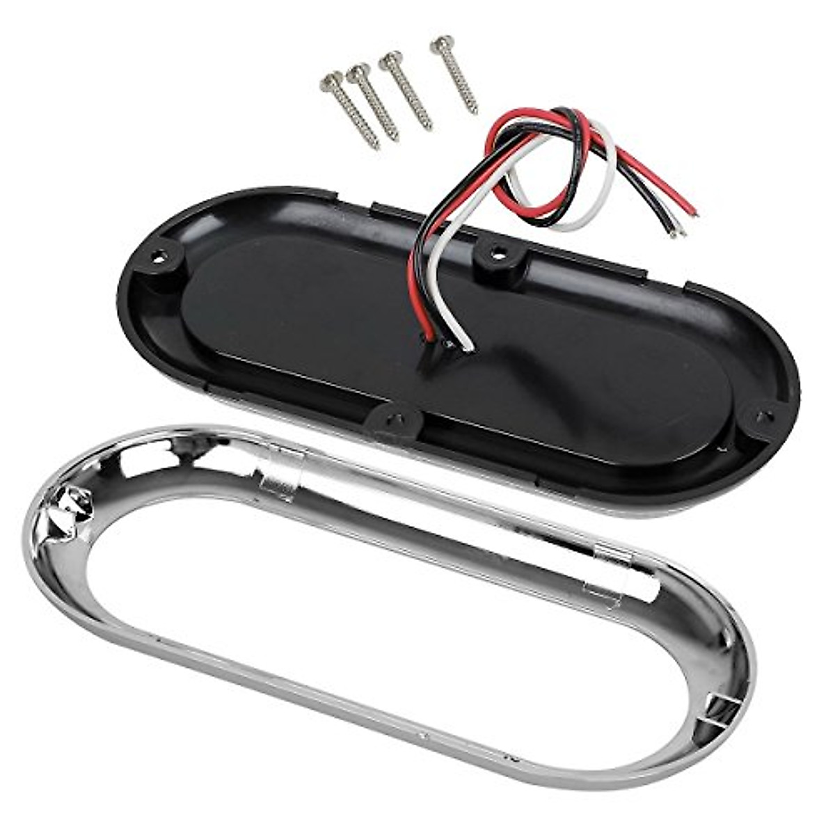 Partsam 2x 6 Oval White Led Trailer Lights 10 LED Clear Lens Oblong Led Trailer Truck Reverse Backup Light Flange Mount Stop Turn Tail Lights w/Chrome Bezels Waterproof Surface Mount 12V