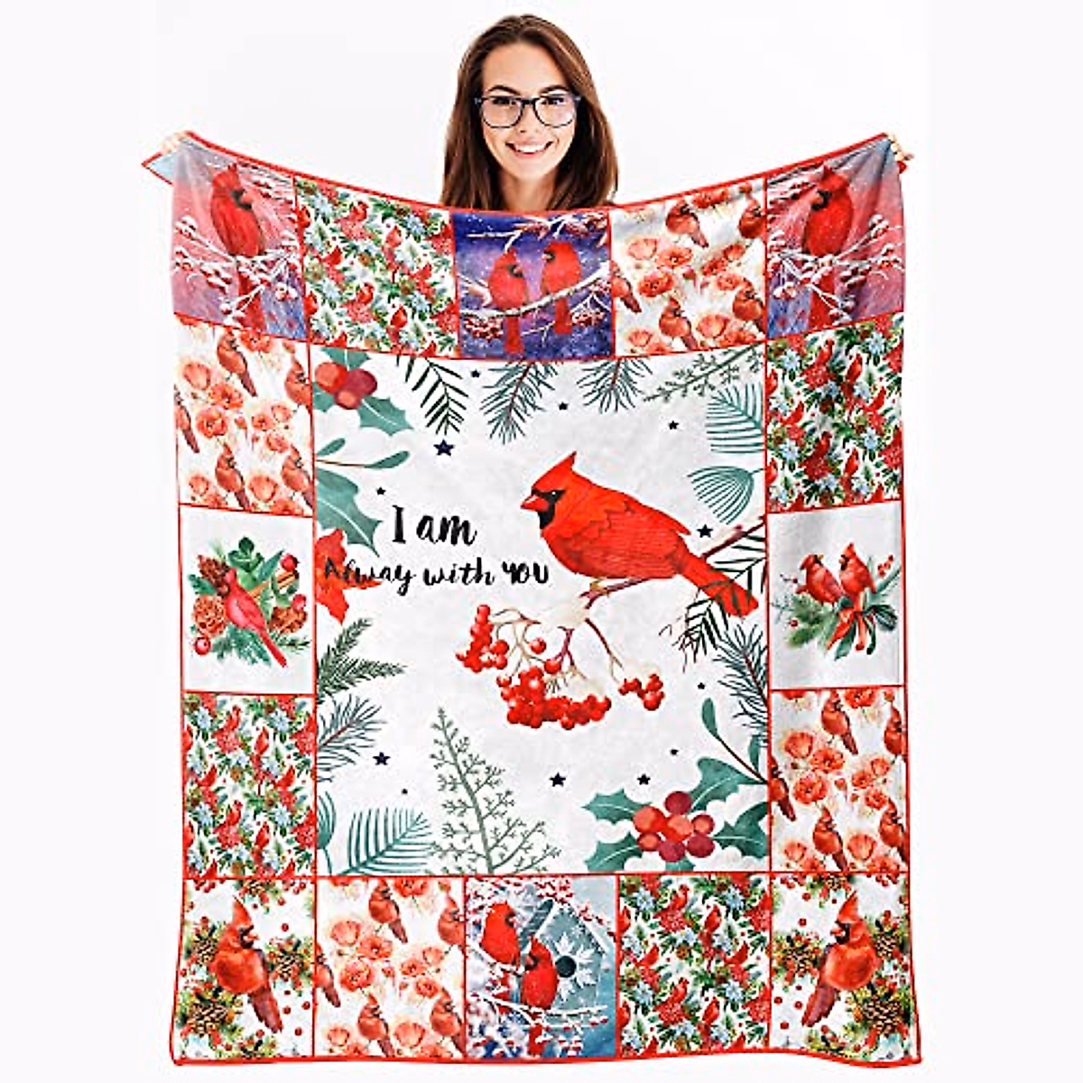 Cardinals Blanket Red Birds Ultra Soft Microfiber Plush Throw Blankets Bedding Flannel Throws for Couch Bed Sofa