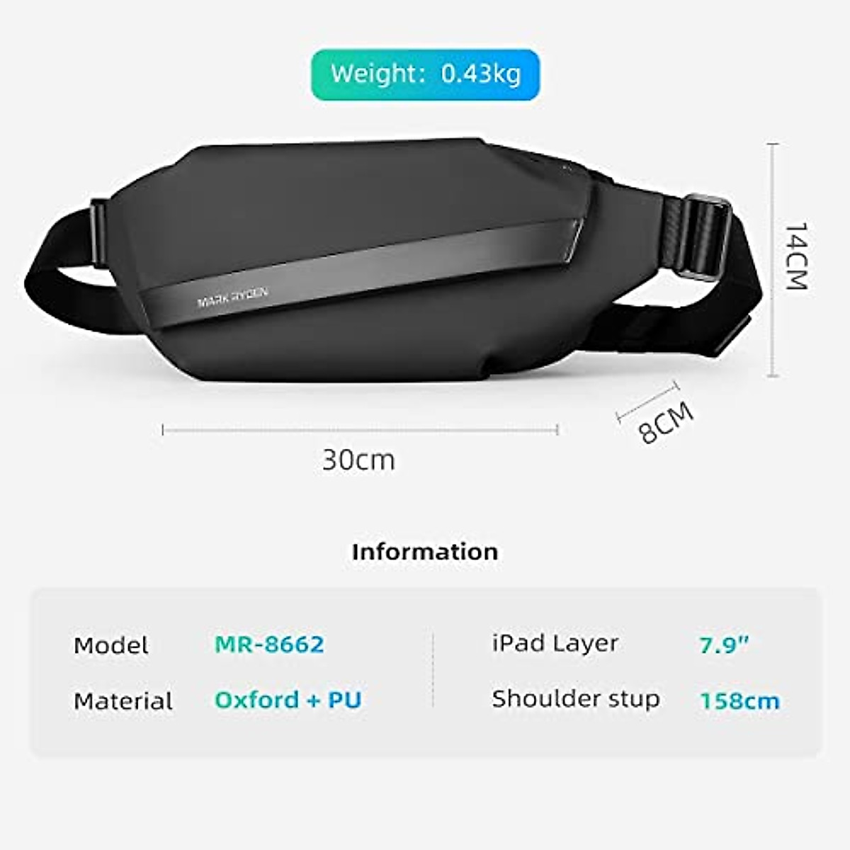 MARK RYDEN Water-proof Business laptop Backpack Fits 17.3'' Laptop&Chest Bag Slim Crossbody Bag Waterproof Cycling Travel Daypack