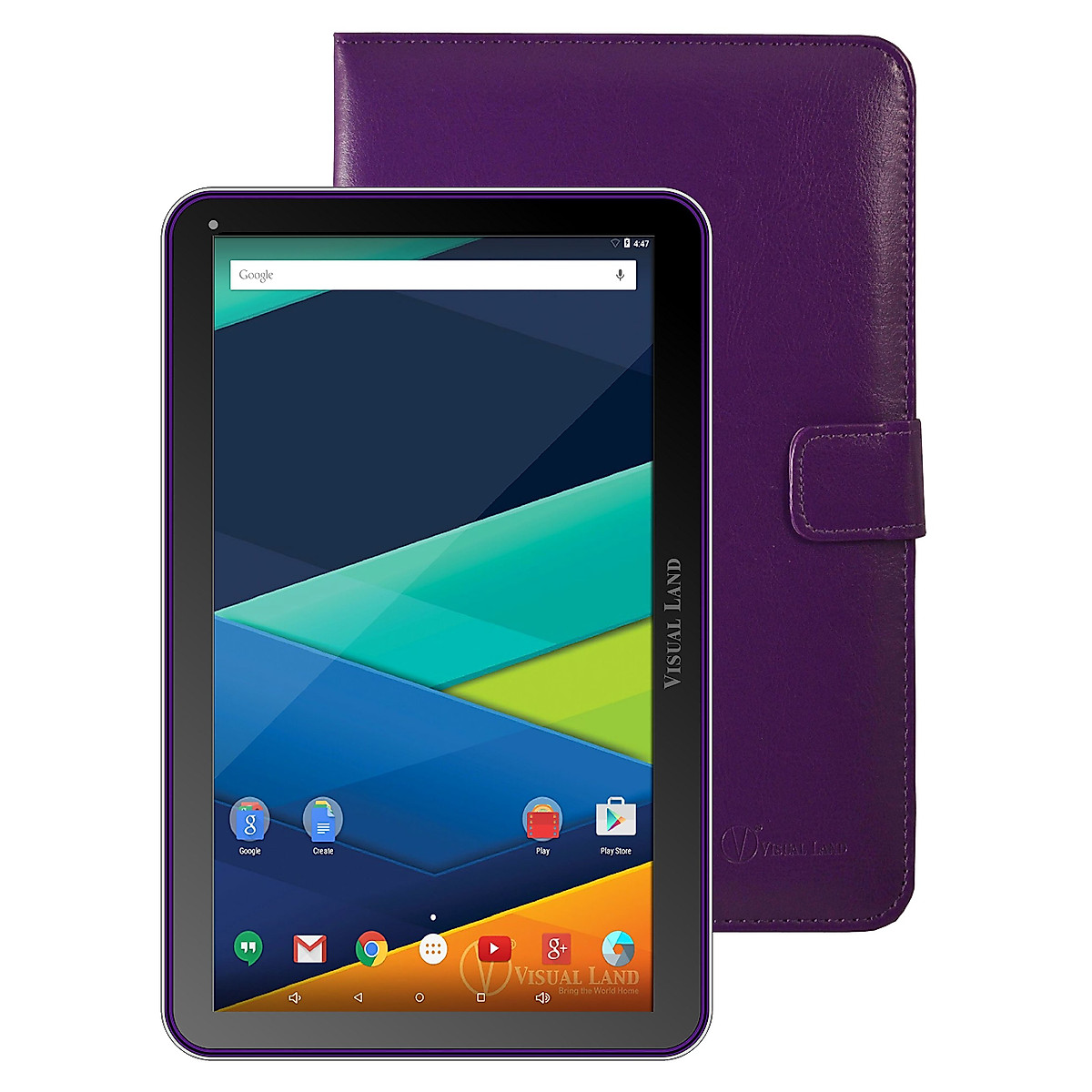 Visual Land Prestige ELITE 10QL 10.1 Inch Quad-Core Android 5.0 Lollipop 16GB Tablet with Keyboard Case - Purple