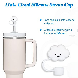 5 Pack Compatible with Stanley 30&40 Oz Tumbler, 10mm Cloud Shape Straw Covers Cap, Cute Silicone Cloud Straw Covers, Straw Protectors, Soft Silicone Cloud Shape Straw Lid for 10mm Straws