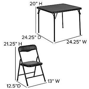 EMMA + OLIVER Kids Black 5 Piece Folding Table and Chair Set