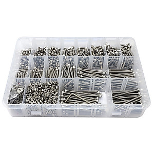 iexcell 1800 Pcs M3 x 4/5/6/8/10/12/14/16/18/20/25/30/35/40/45/50 Stainless Steel 304 Hex Socket Head Cap Screws Blots Nuts Washers Assortment Kit