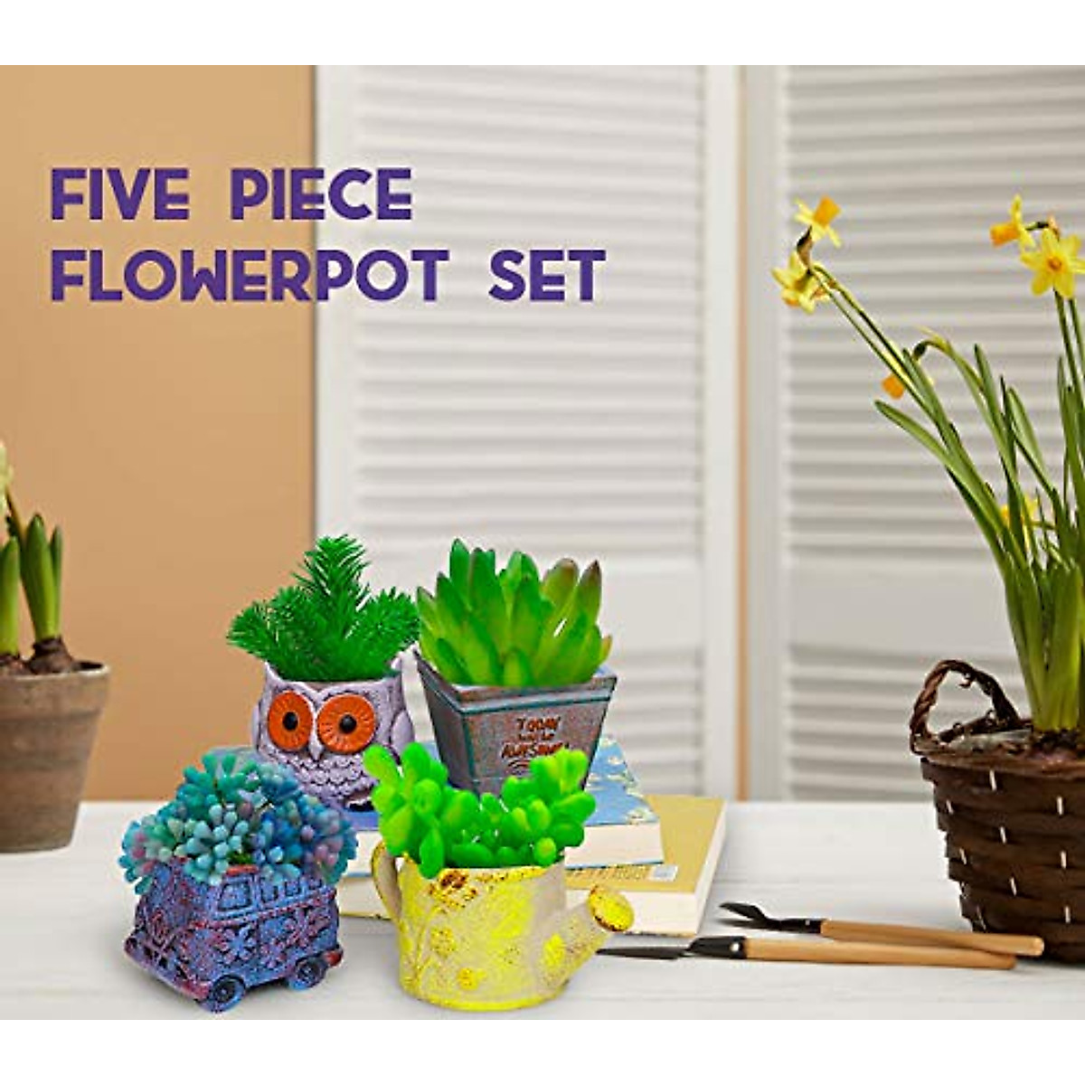 CHENP.HMC Planters Set of 5 Ceramic Succulent Planter Pot with Drainage,Planting Pot Flower Pots,Small Planter Pots for Garden,Cactu,Succulent Pot(Plants Not Included)…