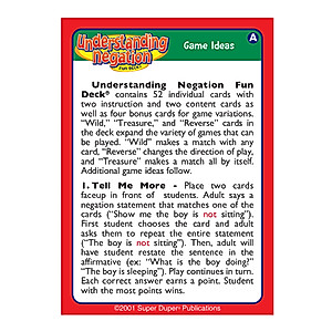Understanding Negation Fun Deck Cards - Super Duper Educational Learning Toy for Kids