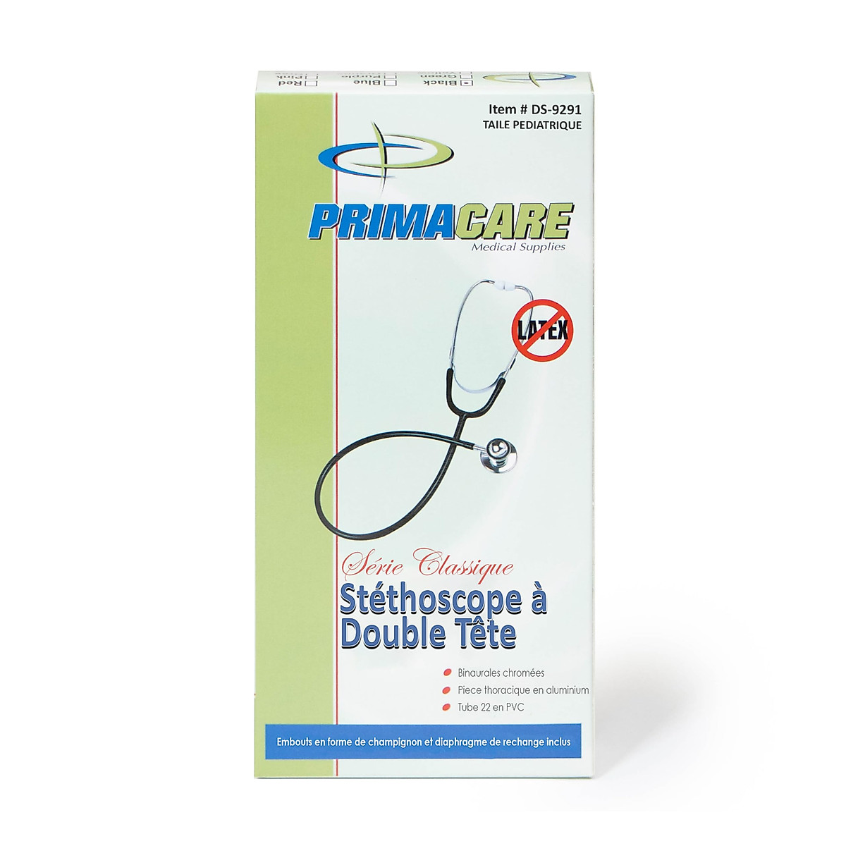 Primacare DS-9291-BK Pediatric Size 22 Inch Stethoscope for Clinical and Screening Instruments, Lightweight and Aluminum Dual Head Flexible Stethoscope, Black