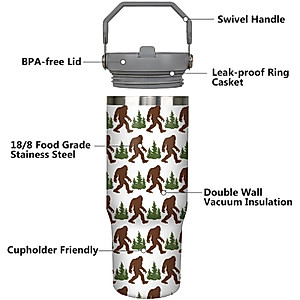 ysnifeiw 30oz Bigfoot Tumbler with Top Handle and Flip Straw Bigfoot/Sasquatch Gifts Cup for Dad Father's Day Birthday Christmas Gifts for Men