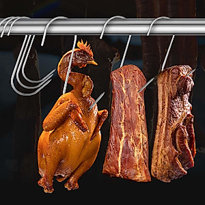 15 Pcs Stainless Steel Meat Hooks Butcher Hooks 3 Different Size S-Shaped Smoker Hooks for Hanging Beef Ribs Chicken, 3 MM Diameter 4.7/5.9/7.1 Inches Long Butchering Equipment
