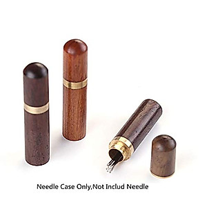 WUTA Wood Needle Case Durable Practical Wood Box Leather Knitting Craft DIY Tool Sewing Needle Storage Box Tube Container,1 Pack Blackwood