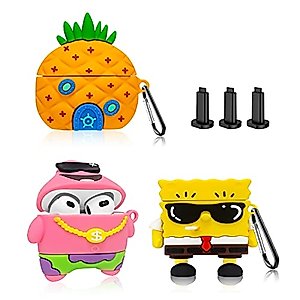 [3 Pack] Funny AirPods 3rd Generation Case, 3D Cartoon Character Cute Aripod Case for Airpods 3 Kawaii Airpods 3 2021 Cover for Men Boys Silicone Protective Case with Keychain Accessories