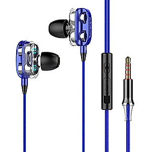 Gazechimp Earbuds Ear Buds Stereo Earphones in-Ear Headphones Earbuds with Microphone Mic and Volume Control Noise Isolating 3.5MM Ear Buds for Android, Blue