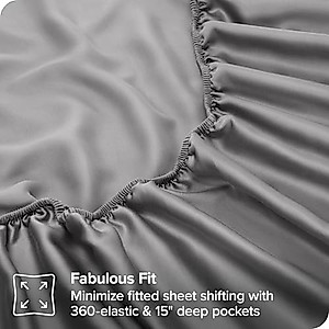 Bare Home Lyocell Tencel Sheet Set - Twin Size - 3 Piece Set - Derived from Eucalyptus - All-Season - Ultra Soft - Deep Pocket (Twin, Light Grey)