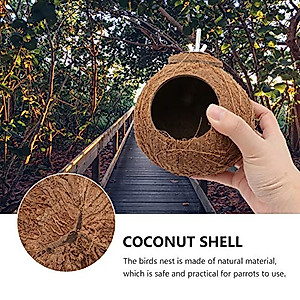 balacoo Natural Coco Hideaway Parrot Birds Reptile Coconut Shell House Bird Nest Cage Hanging Toy for Budgies Parakeet Cockatiels Finch Hamster Rat