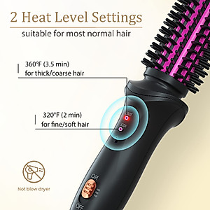 WEEYUM Mini Curling Iron Brush 1 Inch, Tourmaline Ceramic Barrel for Travel, Anti-scald Hair Curler Brush with Extra Long Cord, 2 Temperature Settings for Short Hair/Shoulder Hair