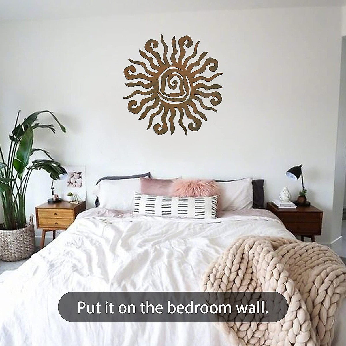 Wacky Sun Metal Wall Art Steel Out Door Decor, Metal Sun Art Wall Decor for Home, Bedroom, Living Room, Office, Garden - 18", Copper