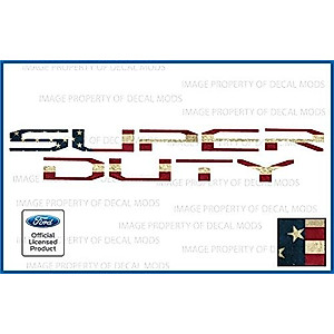 Decal Mods (2017-2022) Hood Grille Decal Sticker Letter Inserts Inlays (Thin) for Ford F250 F350 F450 Super Duty (American Flag) - Worn